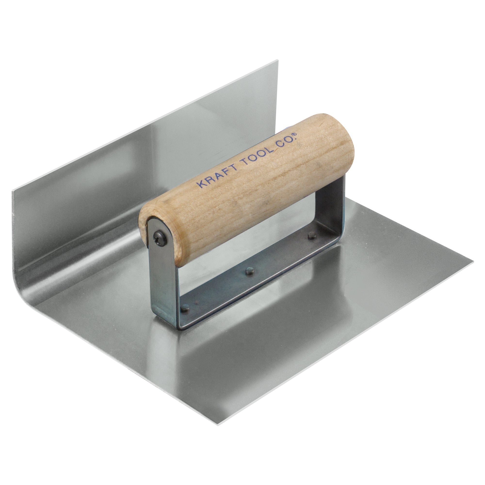 Cove Trowel 6" x 4" 1"R Inside Curb & Sidewalk Tool with Wood Handle